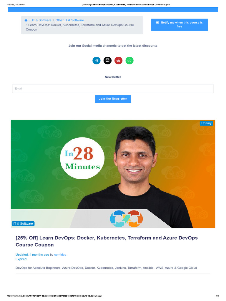 25 Off Learn Devops Docker Kubernetes Terraform And Azure Devops Course Coupon Pdf