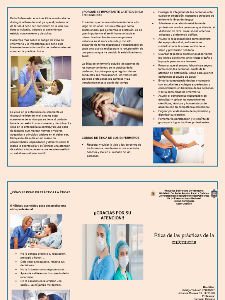 Triptico Etica | PDF | Enfermería | Ética profesional