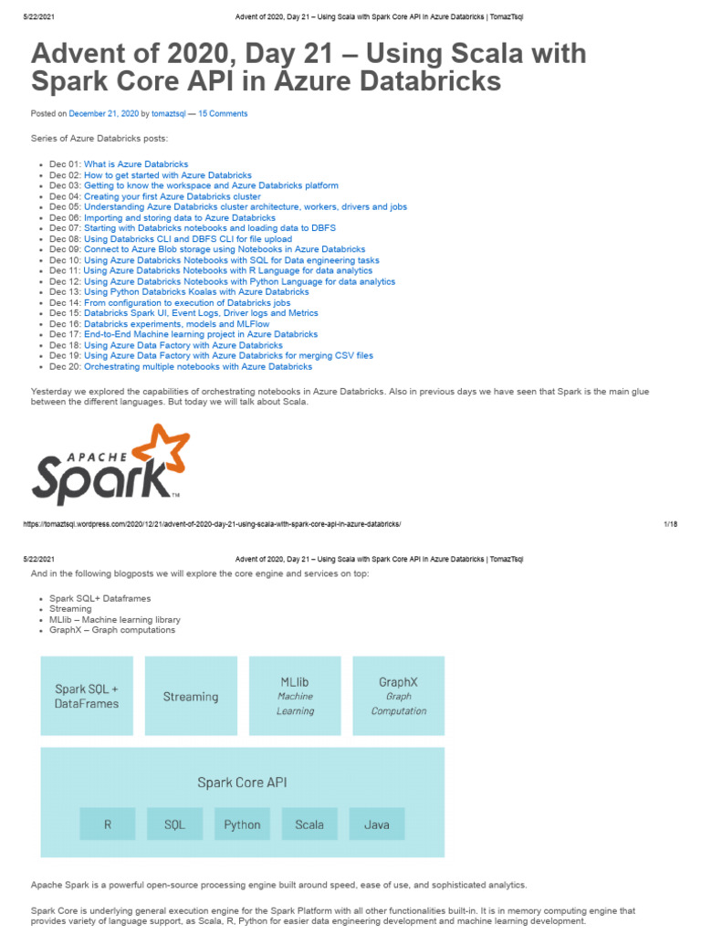 Advent Of 2020 Day 21 Using Scala With Spark Core Api In Azure Databricks Tomaztsql Pdf