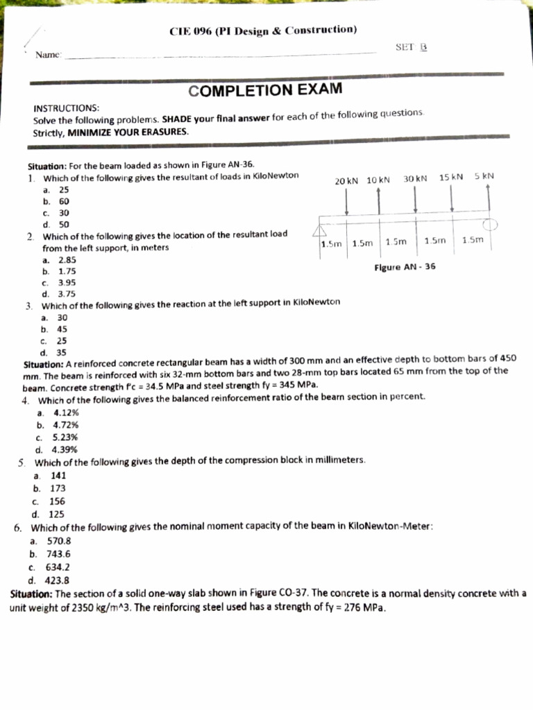 Completion Exam Design and Construction | PDF