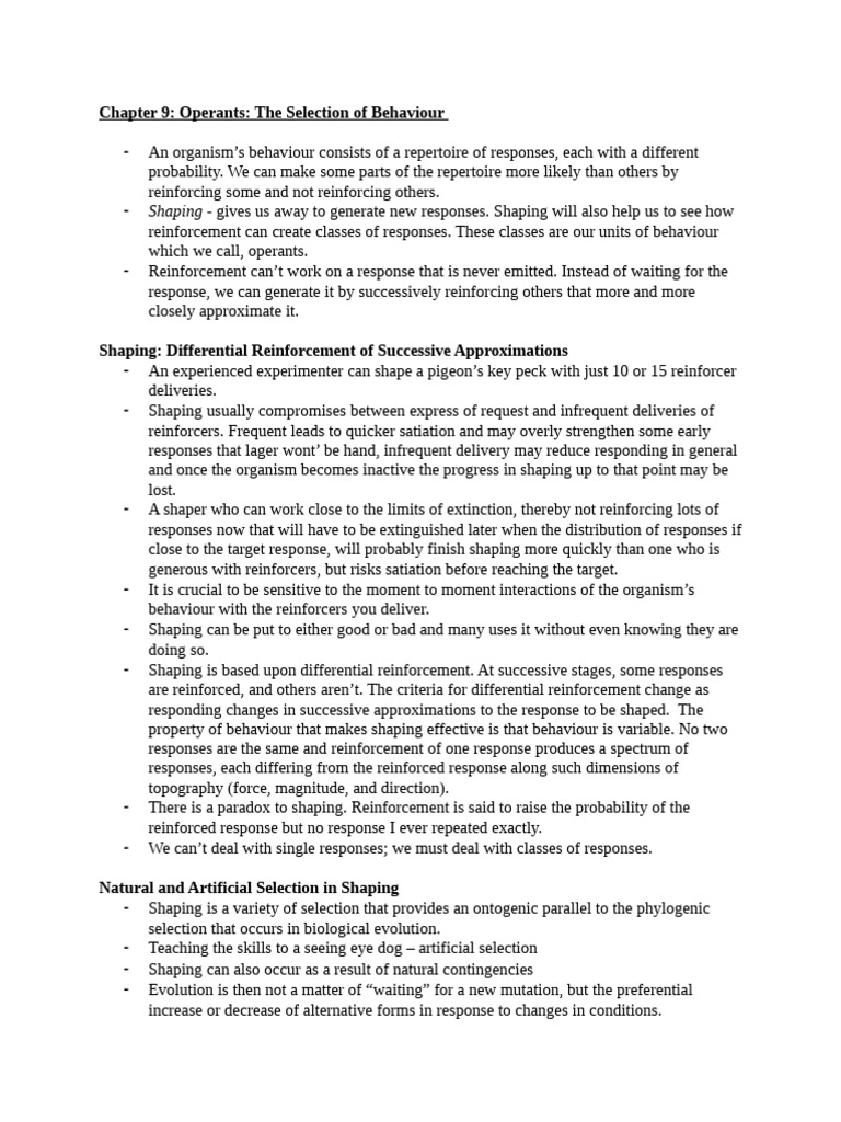 Understanding Operants and Shaping Behavior | PDF | Reinforcement | Psychological Concepts