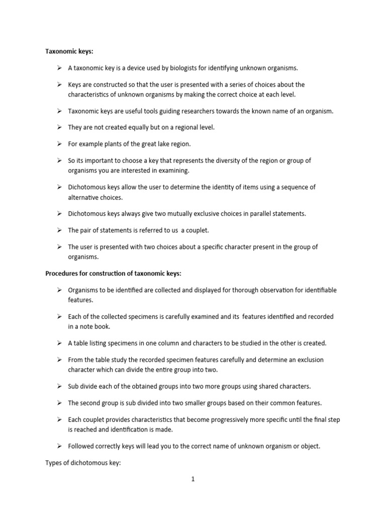 Taxonomic keys | PDF