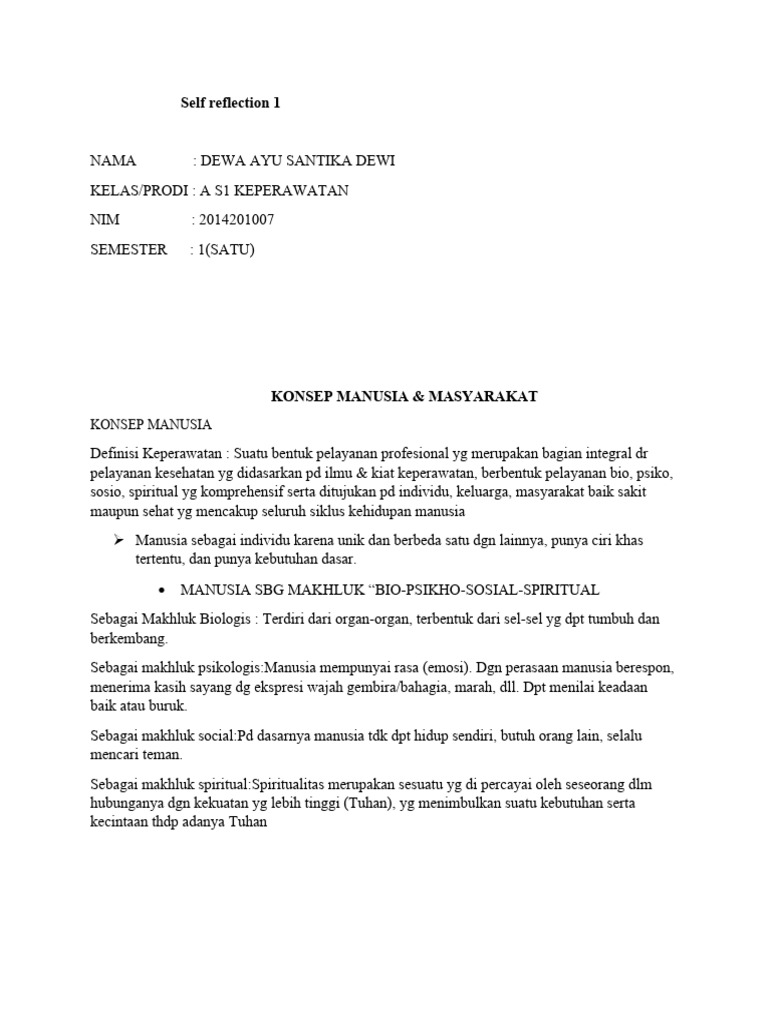 Self Reflection 1 - Absen 7 - DEWA AYU SANTIKA DEWI | PDF