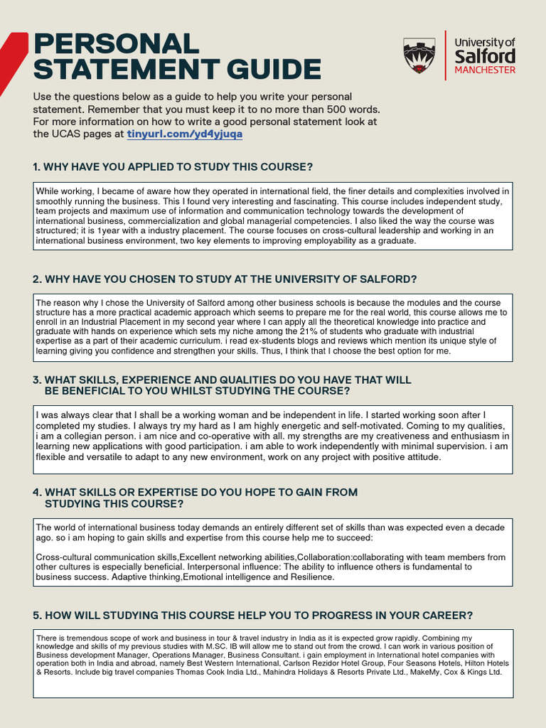 Sonia Personal Statement Template-Salford | PDF