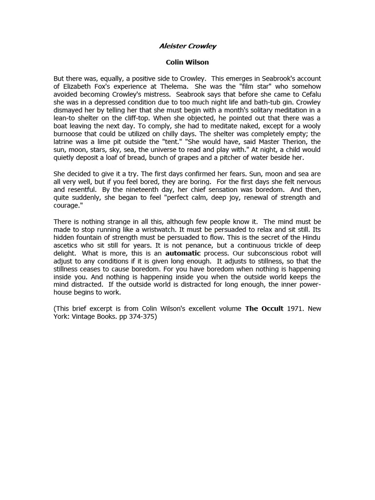 Aleister Crowley's Meditation Method | PDF