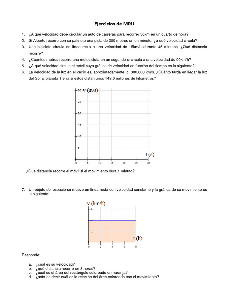 Ejercicios de MRU | PDF