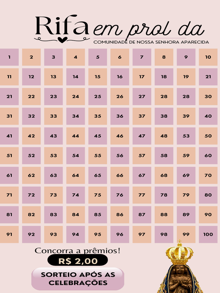 Story de Instagram Números de Sorteio de Rifa Solidária Rosa e Lilás | PDF