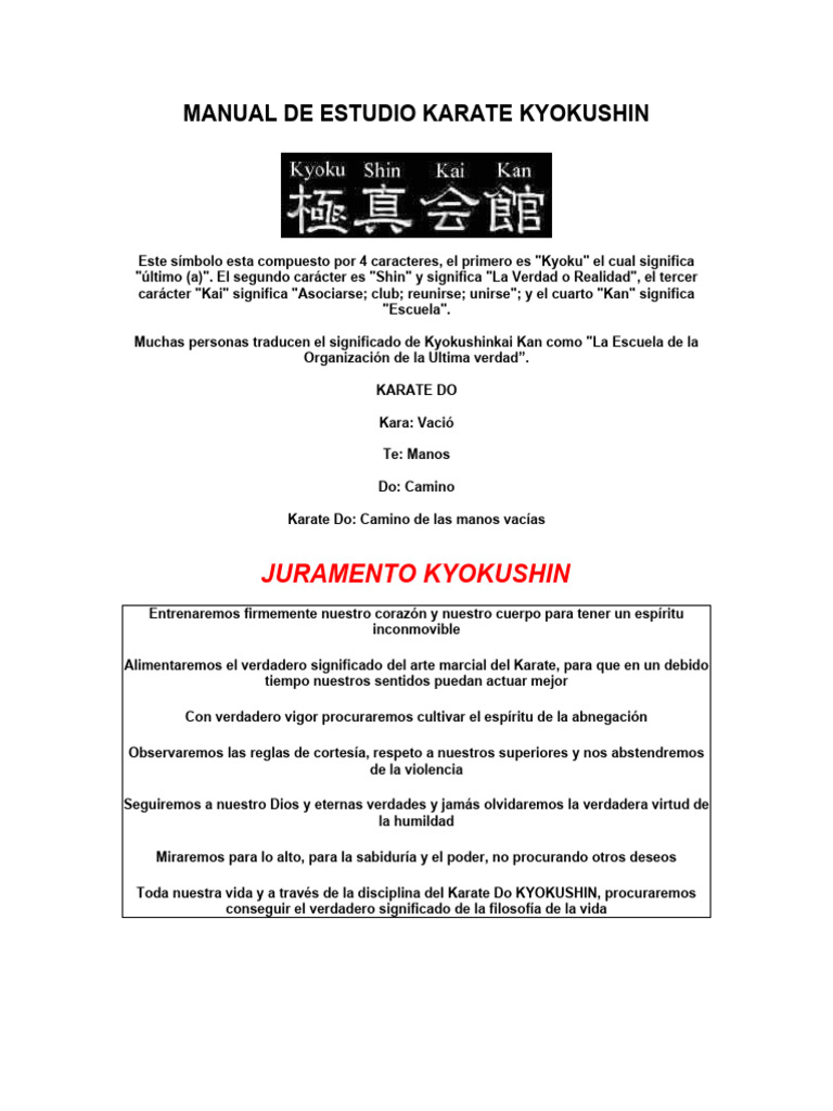 Manual de Estudio Karate Kyokushin | PDF | Kárate | Deportes de combate
