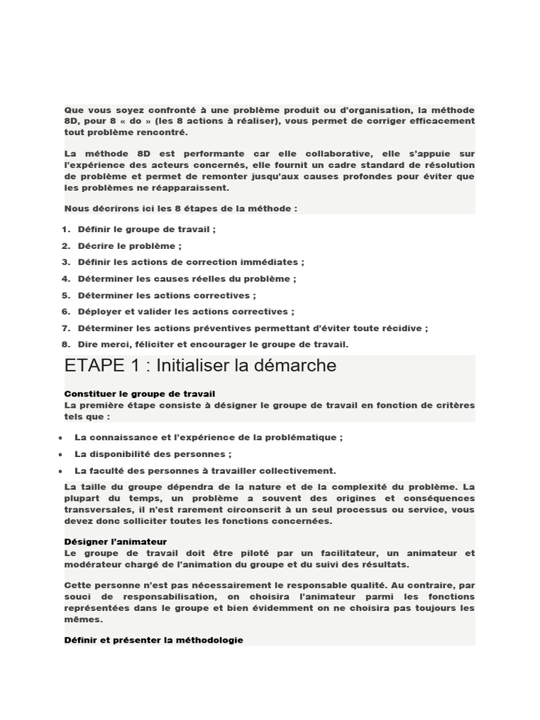 Guide Complet de la Méthode 8D | PDF