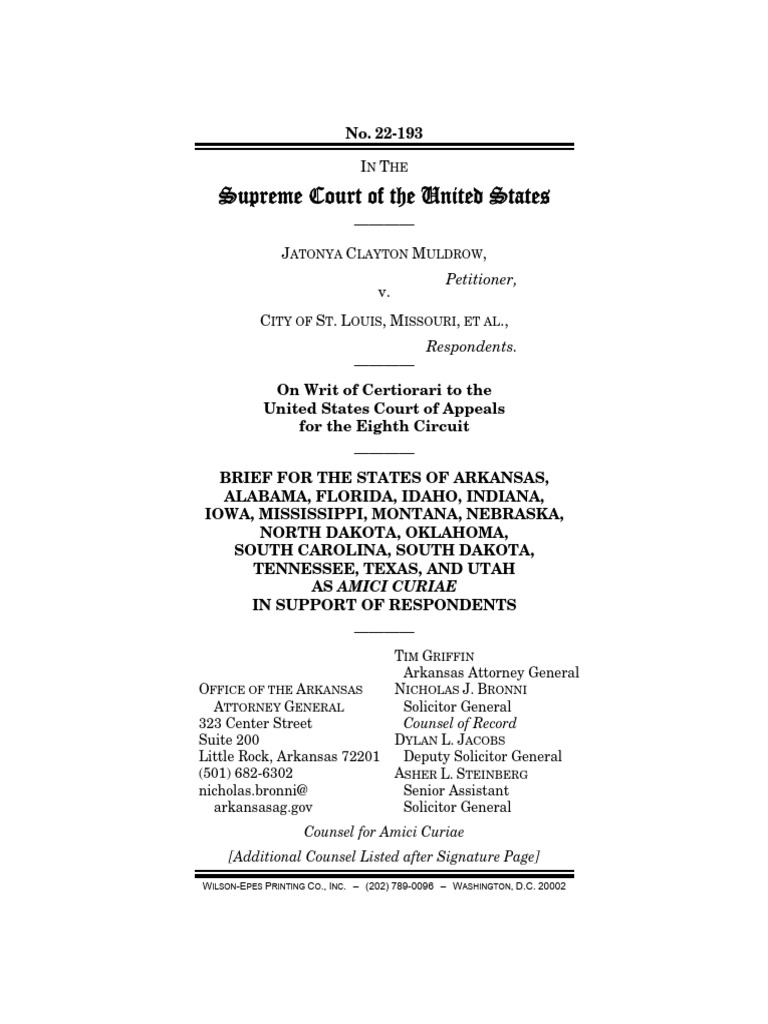 Muldrow V Saint Louis Title VII SCOTUS Amicus Brief Oct 18 | PDF Muldrow V Saint Louis Title VII SCOTUS Amicus Brief Oct 18 | PDF