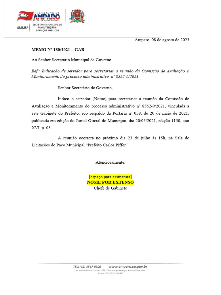 Modelo Padrão Memorandos | PDF