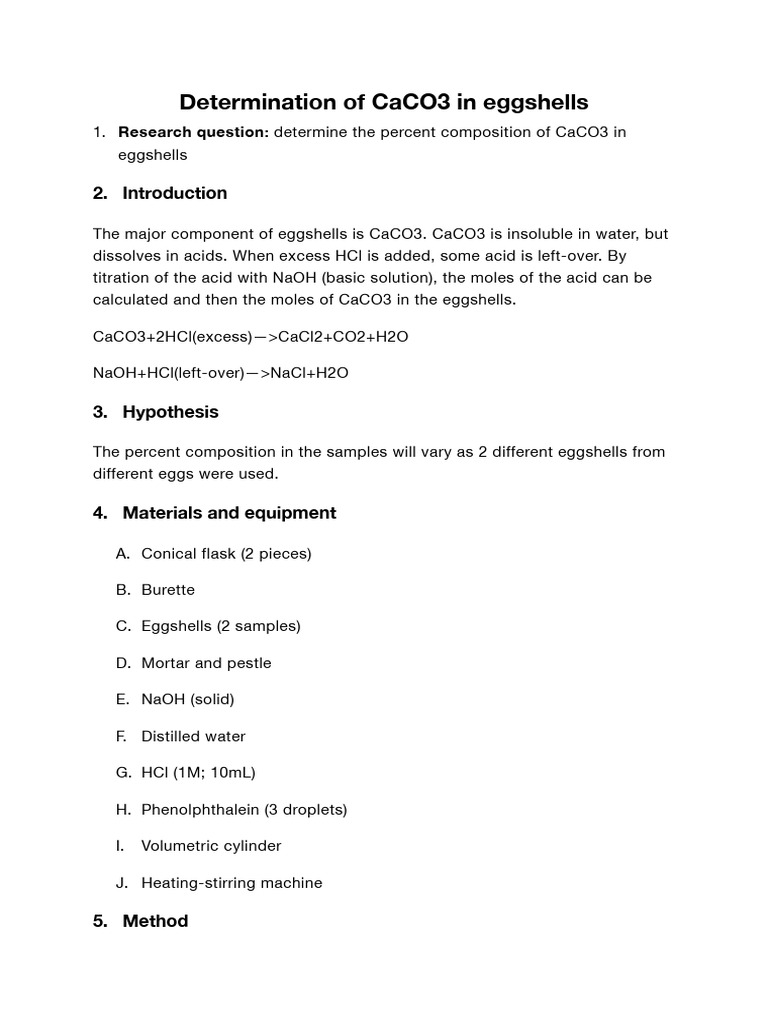 Determination of CaCO3 | PDF