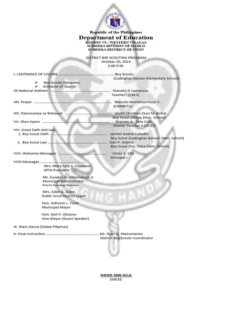 Oton District BSP Scouting Event 2023 | PDF | Government