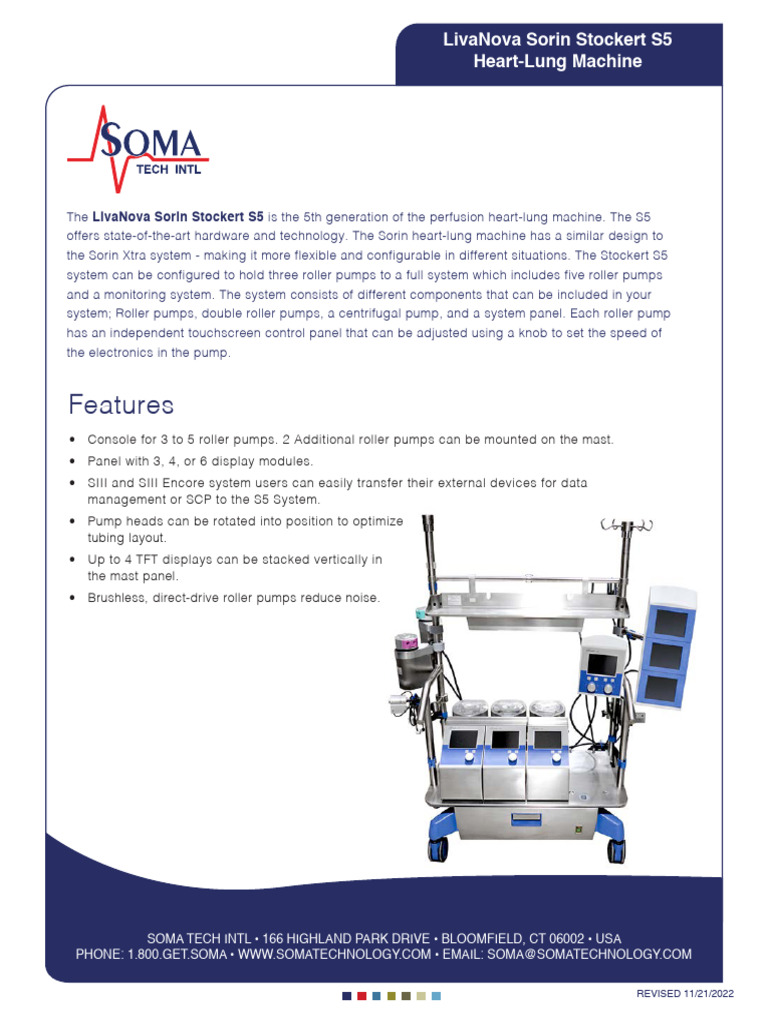 Sorin S5 Stockert S5 LivaNova S5 Heart Lung Machine | PDF | Pump | Length