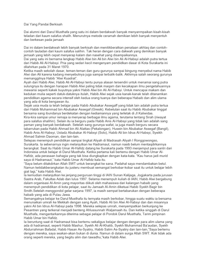 Habib Ali Bin Alwi Al Habsyi | PDF | Ilmu Sosial | Perjalanan