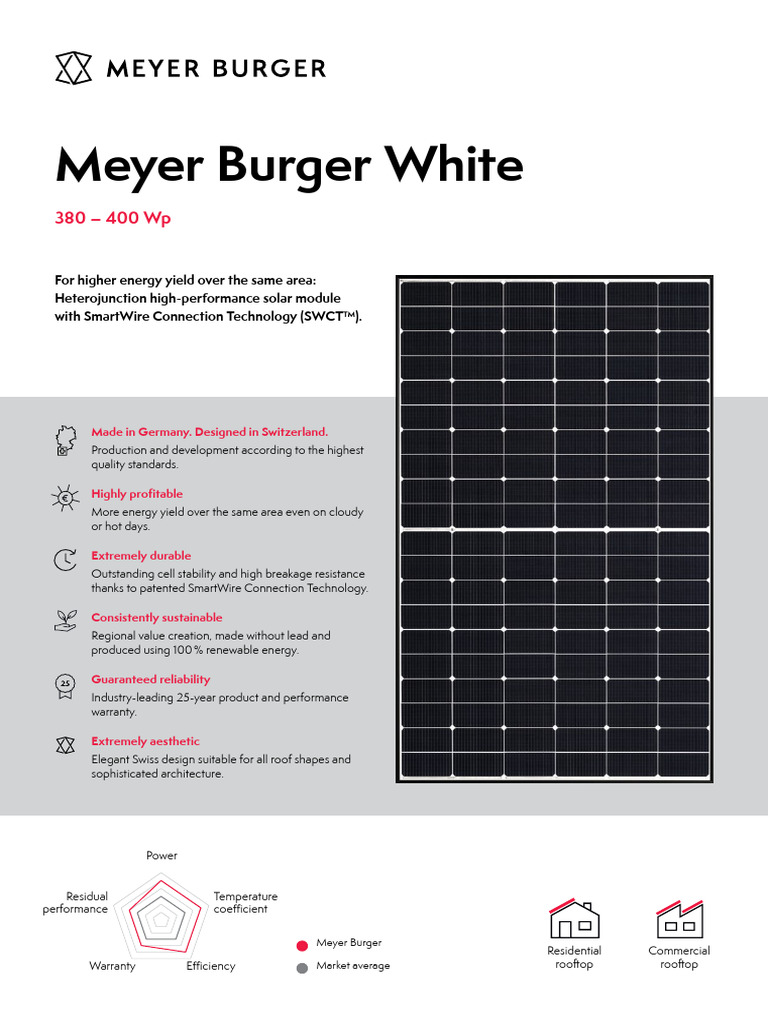 Meyer Burger White 390 - Datasheet - EN | PDF | Solar Panel | Electricity