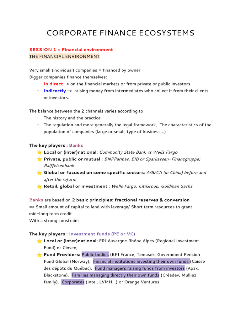 Corporate Finance Ecosystems | PDF | Finance & Money Management | Credit