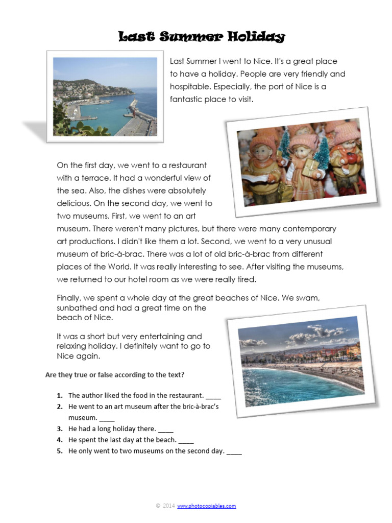 Esl Reading-Past Simple | PDF