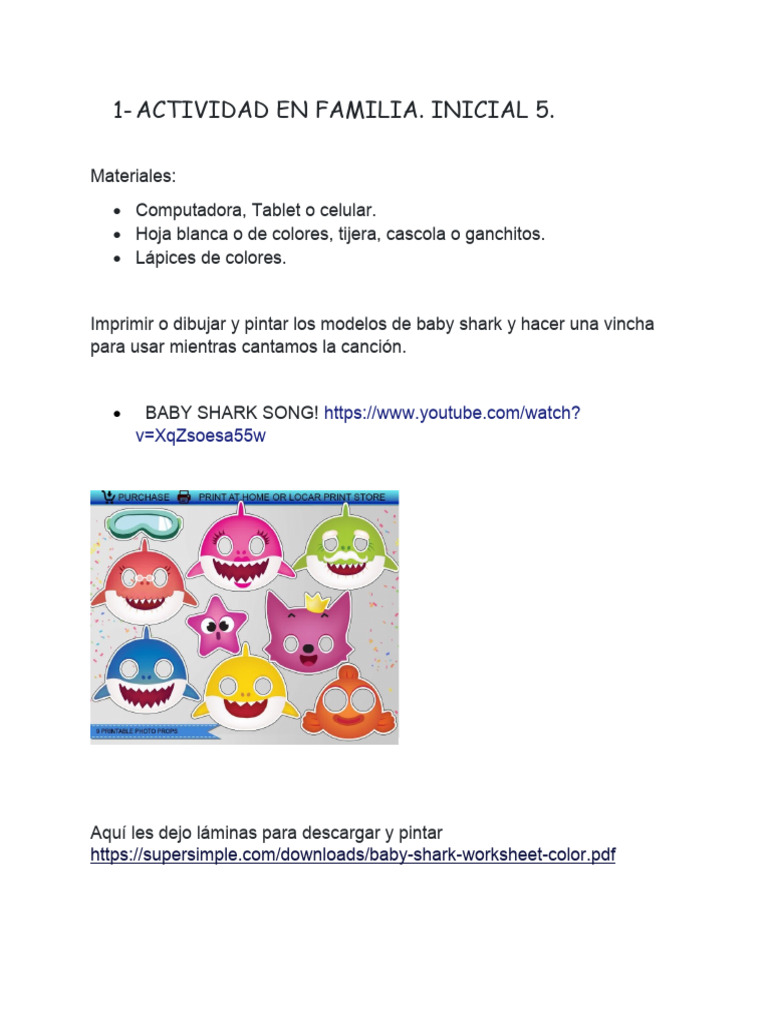 Actividad en Familia - Inicial 5 | PDF