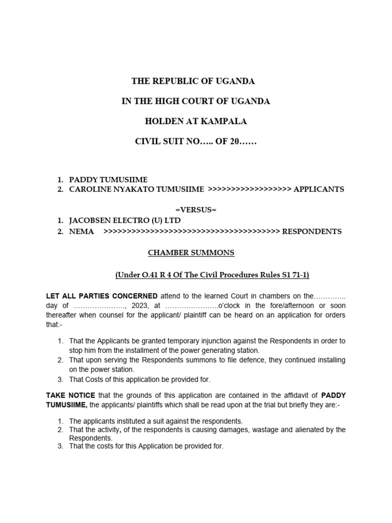 Application For Temporary Injunctions | PDF