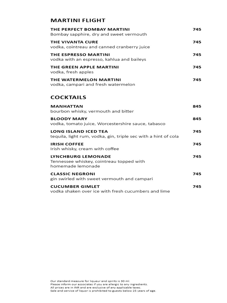 EASY Bar Menu | PDF | Champagne | Wine