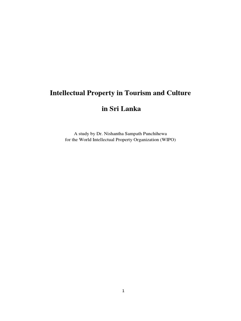 Intellectual Property in Tourism and Culture in Sri Lanka | PDF ...