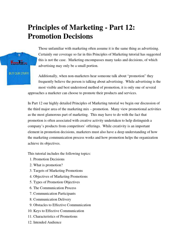Principles of Marketing Promotions Decisions | PDF | Marketing ...