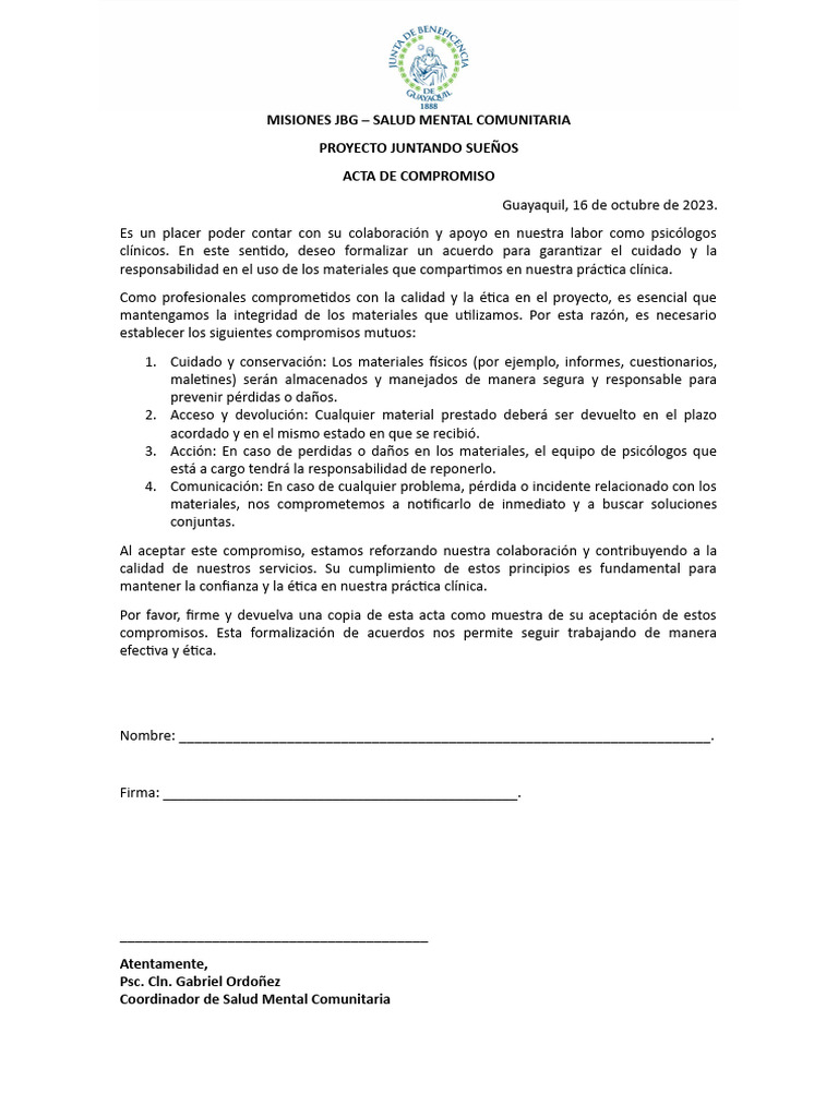 Acta de Compromiso | PDF