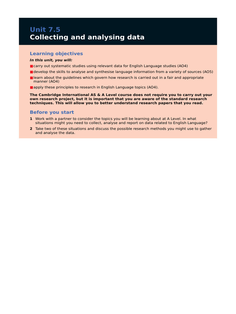Collecting and Analysing Data | PDF