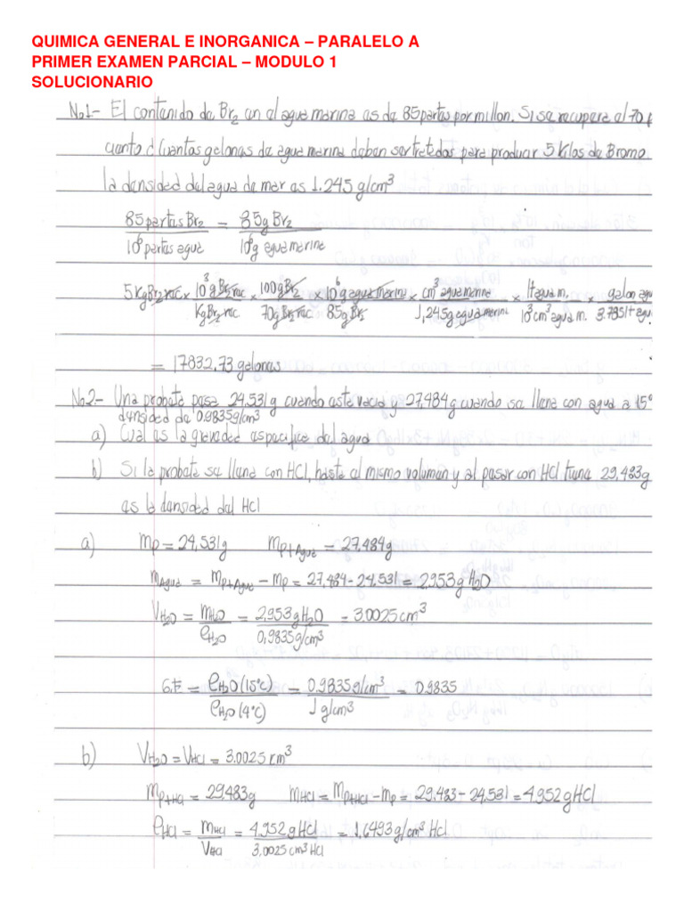 Solucionario Primer Examen Parcial 1 2021 | PDF