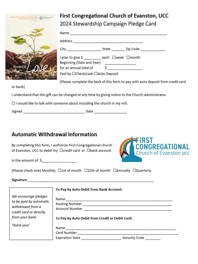 2024 Stewardship Pledge Card Template | PDF