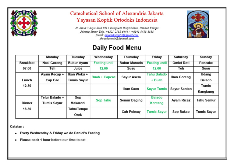 Daily Food Menu | PDF