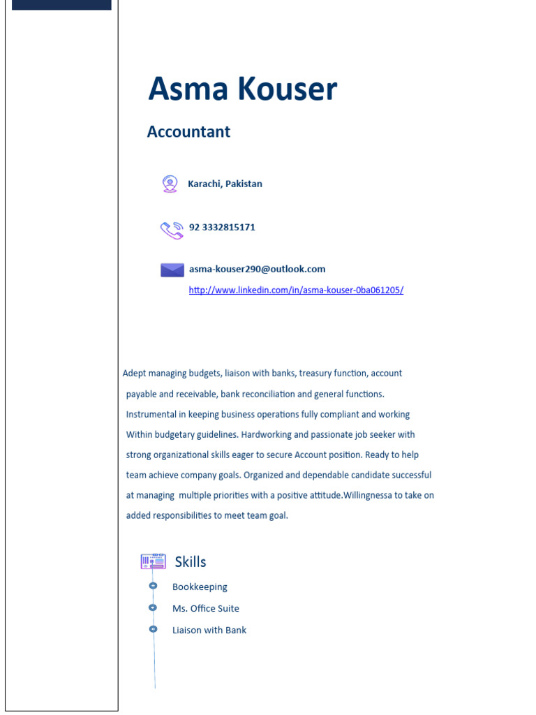 Asma Kouser Resum - 2 | PDF | Banks | Accounting