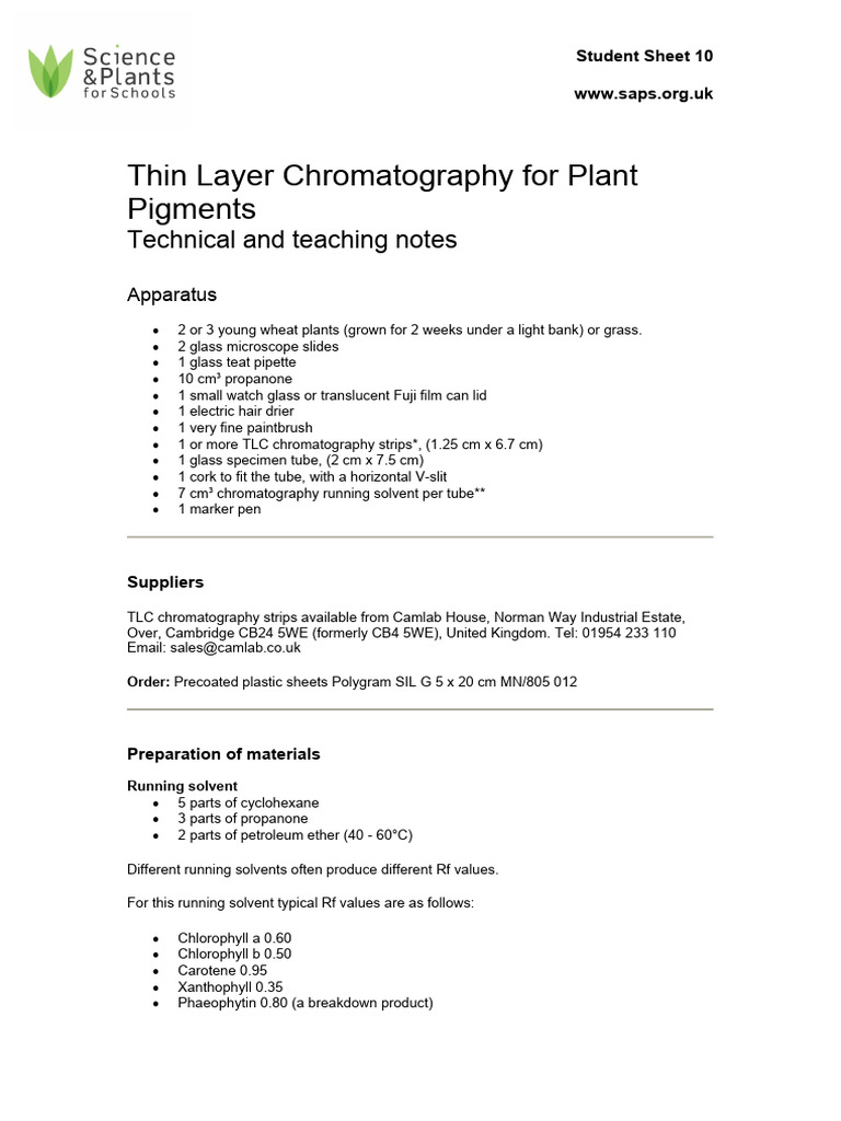 SAPS - TLC Sheet 10 - Technician Sheet | PDF
