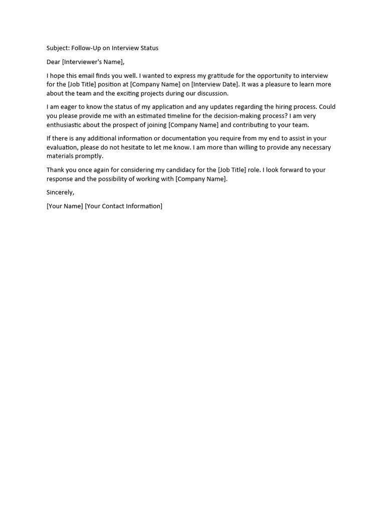 Interview Follow-Up Email Template | PDF | Career & Growth