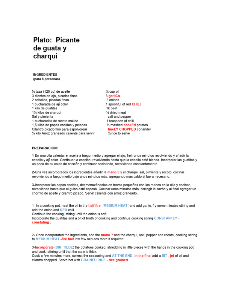 Plato Guata y Charqui | PDF