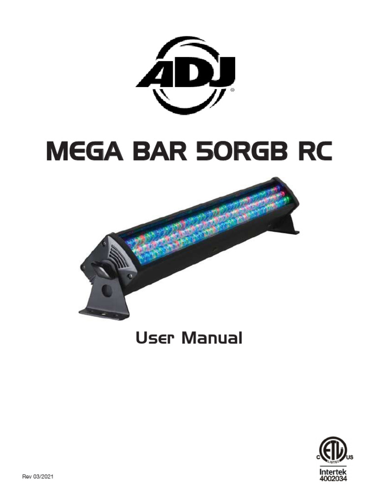 ADJ Mega Bar 50RGB RC - User Manual | PDF | Manufactured Goods | Electrical Engineering