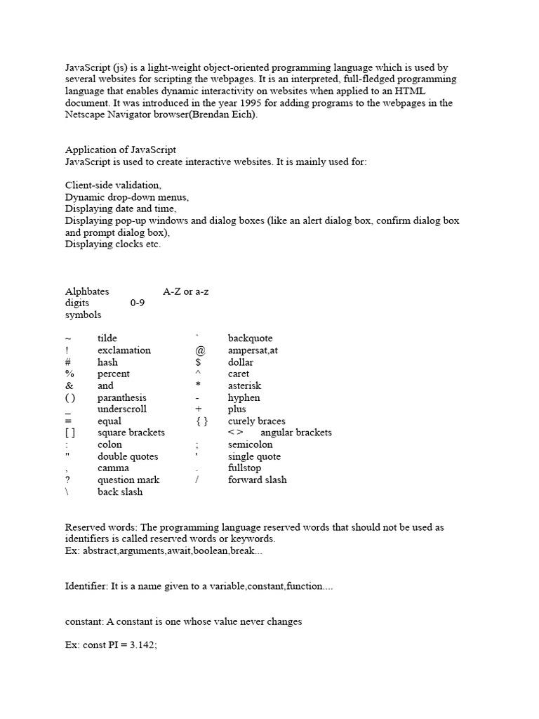 Javascript Pdf Document Object Model Java Script