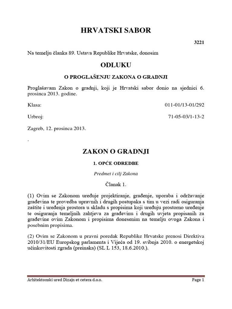 Zakon o Gradnji 2014 | PDF