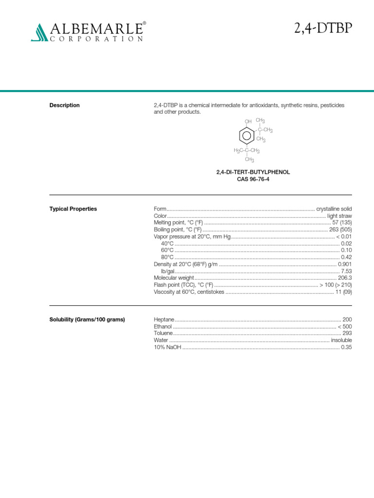2 4 DTBP | PDF | Continuum Mechanics | Industrial Processes
