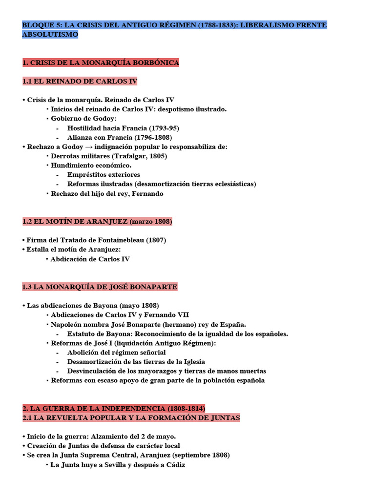 Crisis del Antiguo Régimen en España | PDF | España | Gobierno de españa