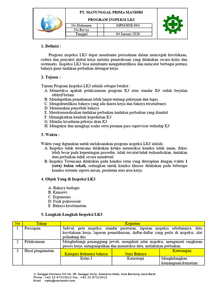 Program Inspeksi LK3: Panduan Lengkap | PDF