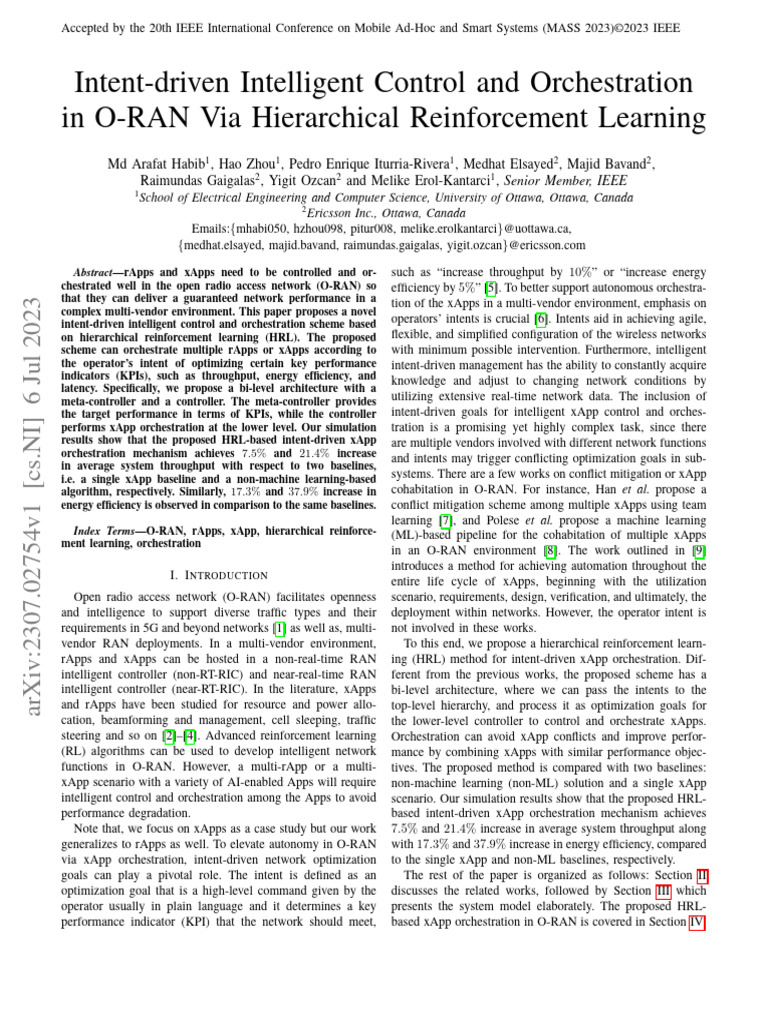 Intent-Driven Intelligent Control and Orchestration in O-RAN Via Hierarchical Reinforcement ...