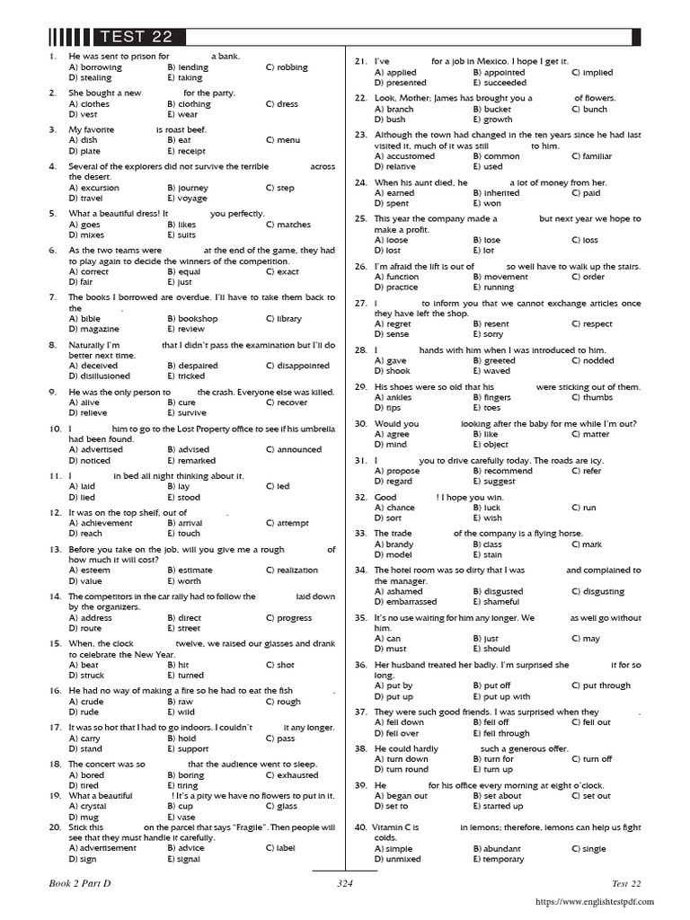 Upper Level Vocabulary 22 | PDF