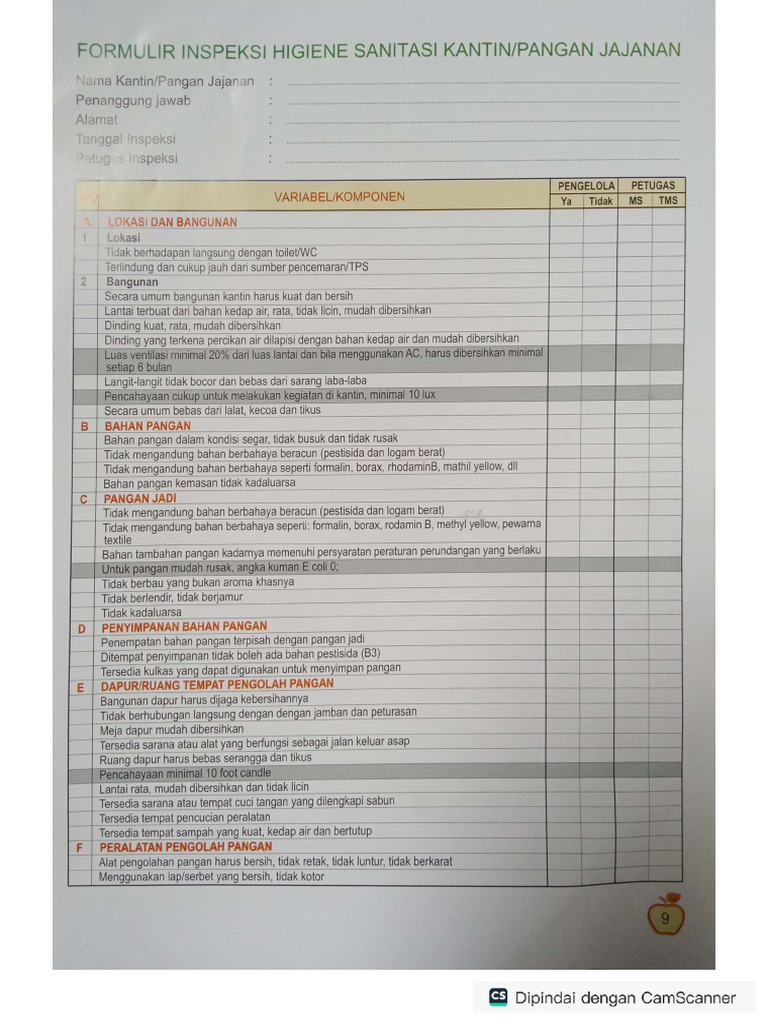 Form - Ikl.kantin Sekolah | PDF