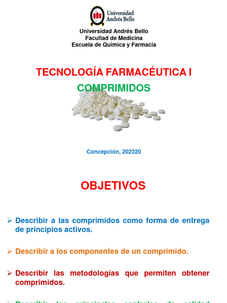 Clase 6, Comprimidos 1 202320 | PDF | Tableta (Farmacia) | Sustancias químicas