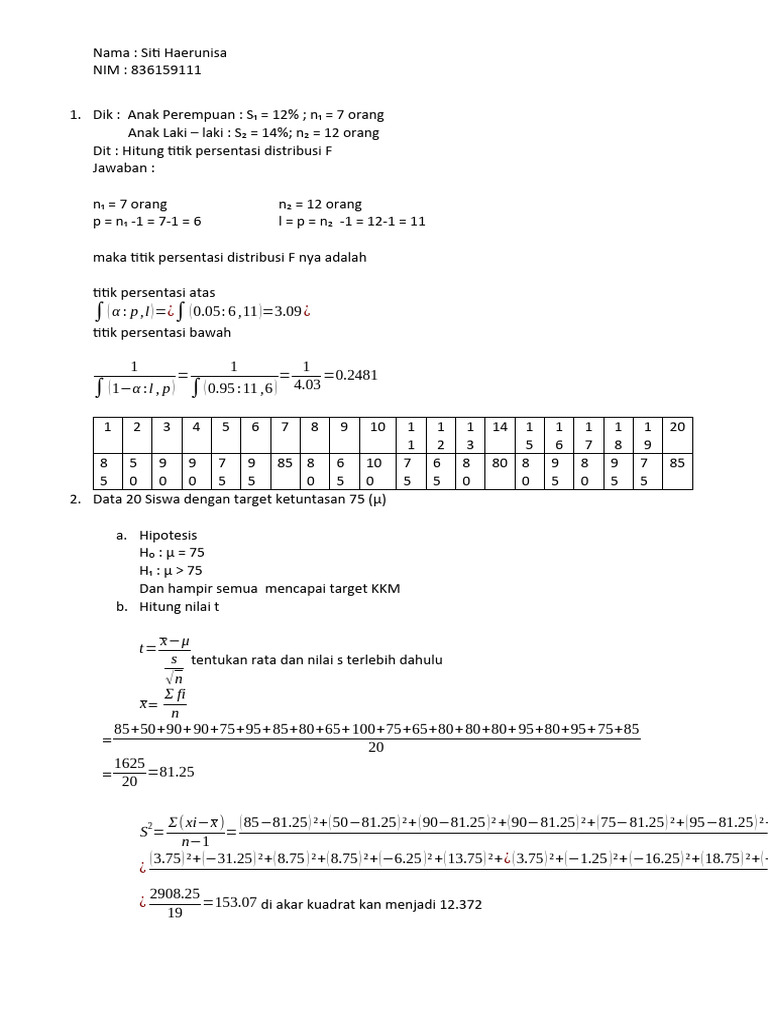 Revisi TUGAS TUTORIAL III Statistika | PDF