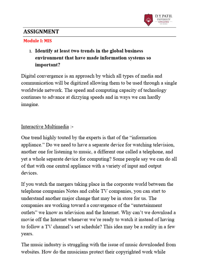 Module 1 Assignment MIS | PDF