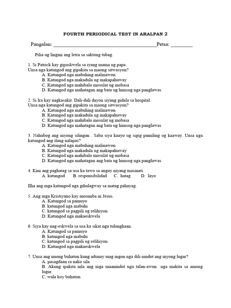 Pangalan: - Petsa | PDF