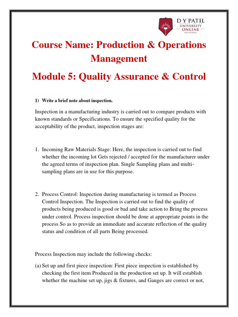 Assignment Mod 5 Quality Assurance | PDF